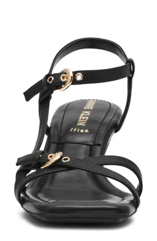 Anne Klein Jaydyn Kitten Heel Sandal - Black Smooth