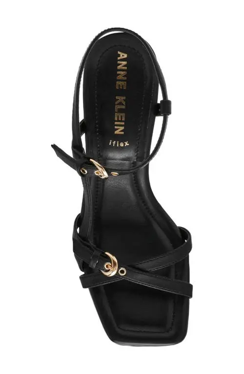 Anne Klein Jaydyn Kitten Heel Sandal - Black Smooth
