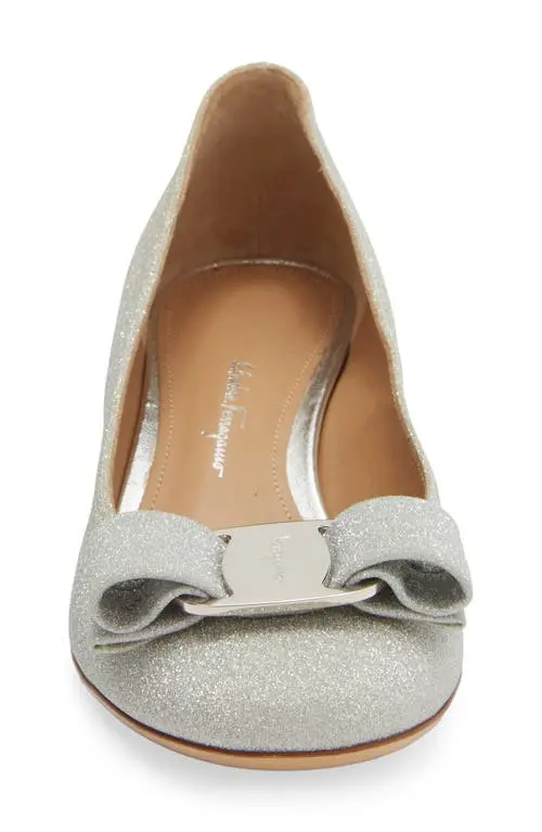 FERRAGAMO Vara Bow Glitter Pumps