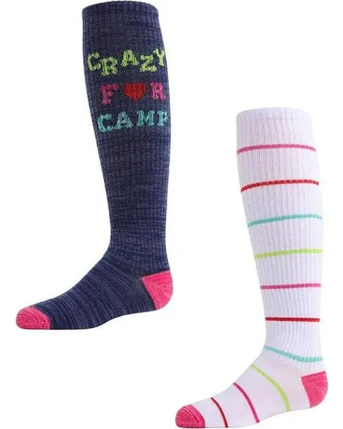 MEMOI Camp Knee High Socks 2-pack - Blue Multi