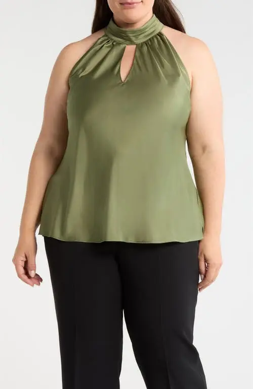 TAHARI ASL Sleeveless Mock Neck Top - Agave