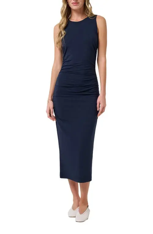 Travis Mathew Ruched Sleeveless Cloud Jersey Maxi Dress - Navy Blazer