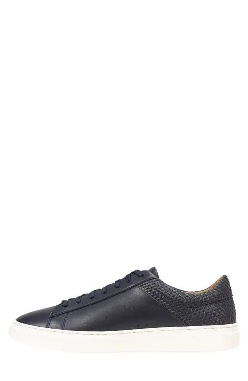 BOSS Woven Leather Low Top Sneaker - Dark Blue