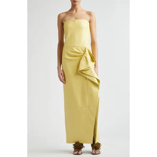 Proenza Schouler Alonna Strapless Leather Gown - Pale Yellow