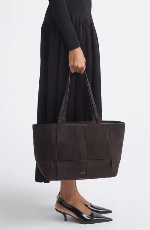 DEMELLIER Florence Woven Leather Tote - Dark Chocolate