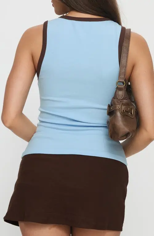 Princess Polly Baseline V-neck Rib Tank - Blue/brown
