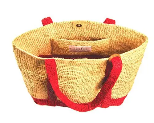 Rafe New York Raffia Boat Tote - Natural/red