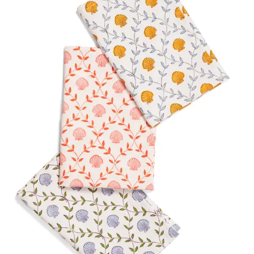 INNER CHILD Seashell Blockprint Napkinsset Of 4 - Orange