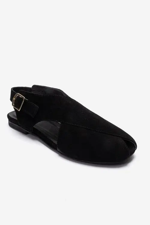 FOREVER & ALWAYS SHOES Monaro Suede Leather Sandal - Black Suede