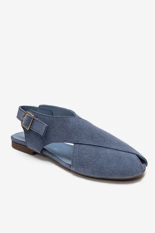 FOREVER & ALWAYS SHOES Monaro Suede Leather Sandal - Denim Suede