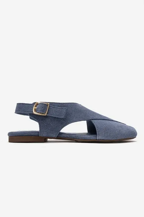 FOREVER & ALWAYS SHOES Monaro Suede Leather Sandal - Denim Suede