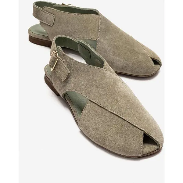 FOREVER & ALWAYS SHOES Monaro Suede Leather Sandal - Green Suede