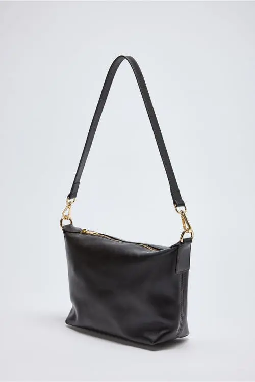 FOREVER & ALWAYS SHOES Nila Bassepi Leather Slouchy Shoulder Bag - Black