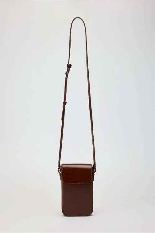 FOREVER & ALWAYS SHOES Leather Mini Crossbody Bag - Brown