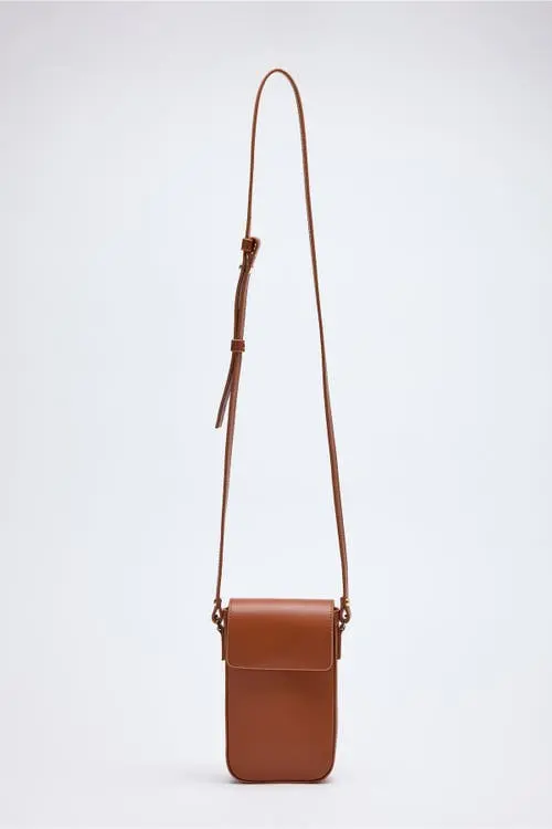 FOREVER & ALWAYS SHOES Leather Mini Crossbody Bag - Cognac