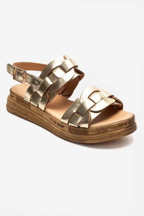 FOREVER & ALWAYS SHOES Elvoro Leather Sandals - Gold