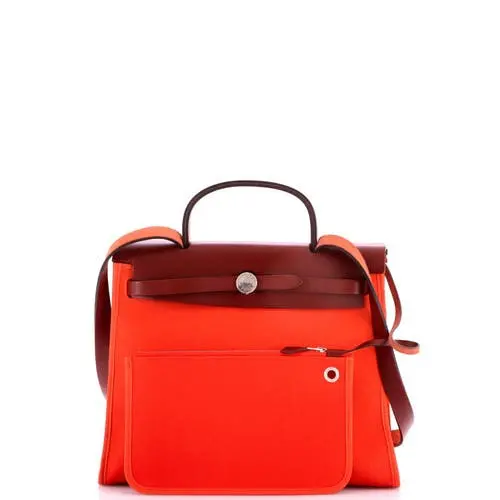 Hermès Herbag Zip Leather And Toile 31 - Orange