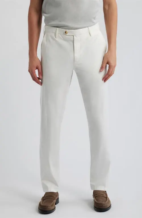 Canali Flat Front Stretch Cotton Blend Twill Chinos - White