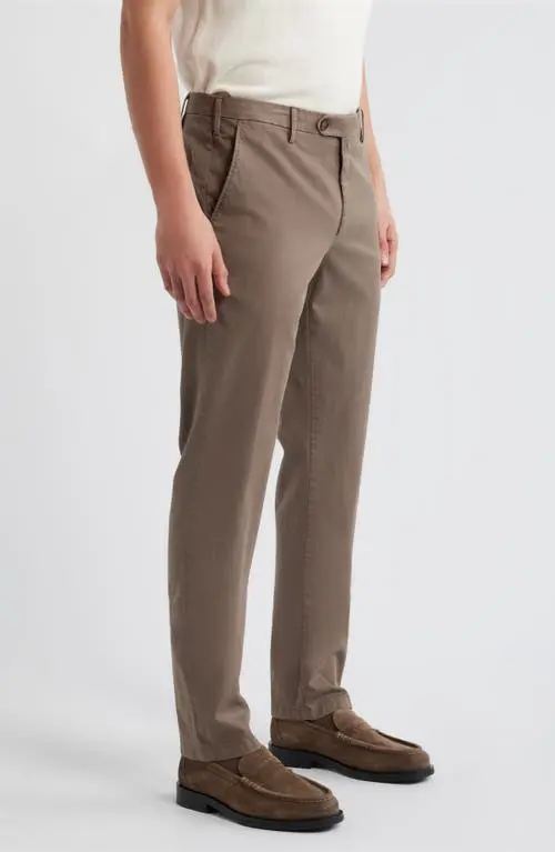 Canali Flat Front Stretch Cotton Blend Gabardine Chinos