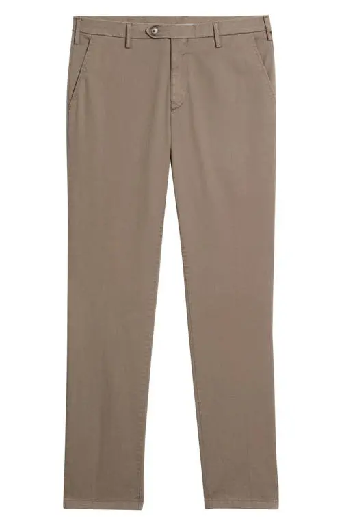 Canali Flat Front Stretch Cotton Blend Gabardine Chinos