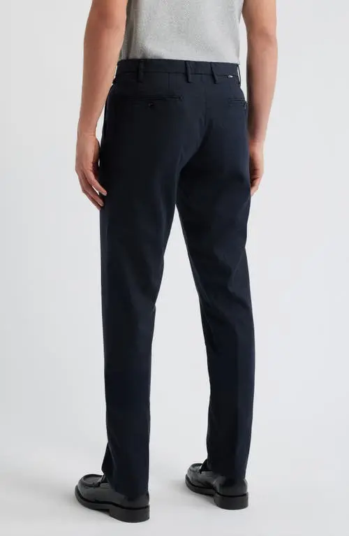 Canali Flat Front Stretch Cotton Blend Gabardine Chinos - Navy