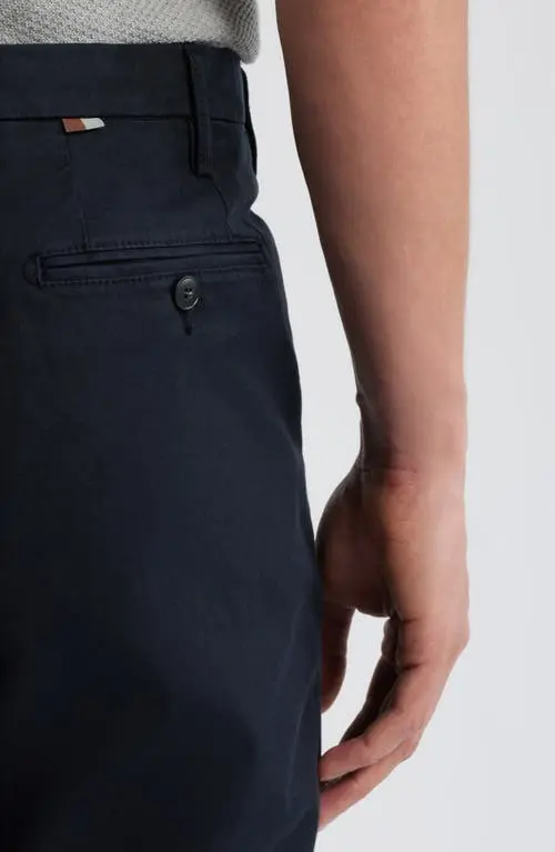 Canali Flat Front Stretch Cotton Blend Gabardine Chinos - Navy