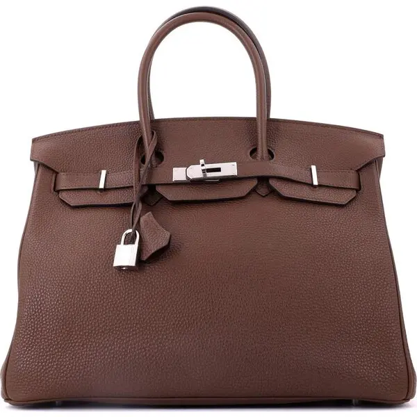 Hermès Birkin Handbag Brown Togo With Palladium Hardware 35 - Brulee