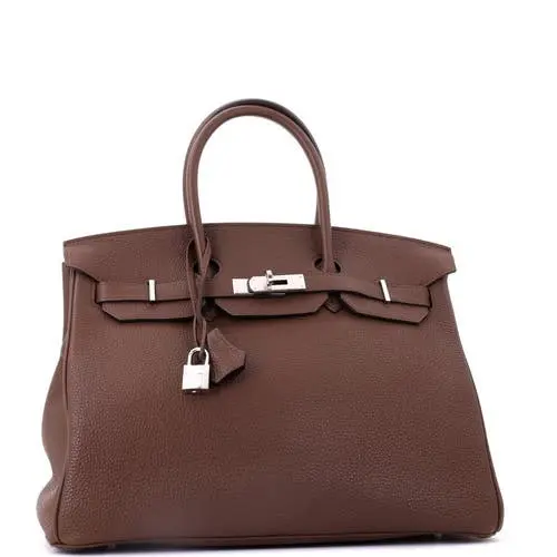 Hermès Birkin Handbag Brown Togo With Palladium Hardware 35 - Brulee