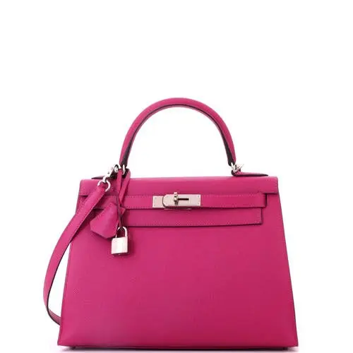Hermès Kelly Handbag Epsom With Palladium Hardware 28 - Pink