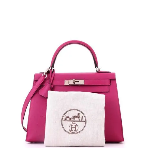Hermès Kelly Handbag Epsom With Palladium Hardware 28 - Pink