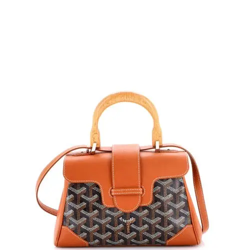 Goyard Saigon Top Handle Bag Coated Canvas With Leather Mini - Brown