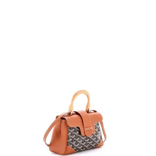 Goyard Saigon Top Handle Bag Coated Canvas With Leather Mini - Brown