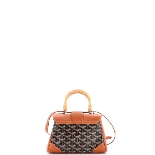Goyard Saigon Top Handle Bag Coated Canvas With Leather Mini - Brown
