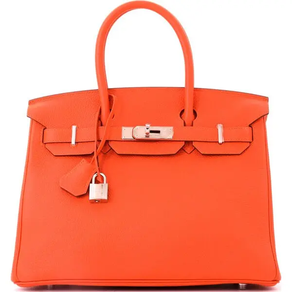 Hermès Birkin 30 Handbag Orange Togo Leather With Palladium Hardware - Feu