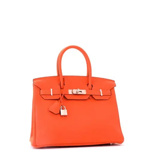 Hermès Birkin 30 Handbag Orange Togo Leather With Palladium Hardware - Feu