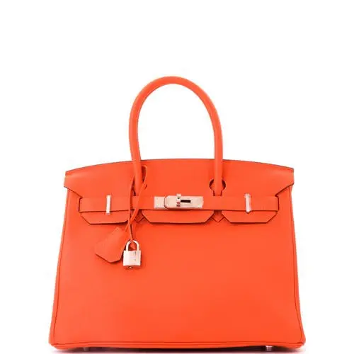 Hermès Birkin 30 Handbag Orange Togo Leather With Palladium Hardware - Feu