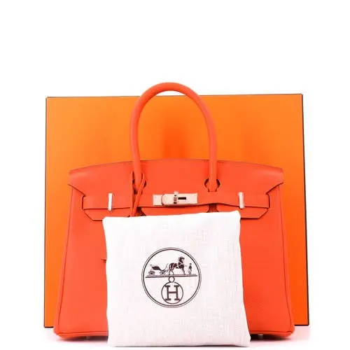 Hermès Birkin 30 Handbag Orange Togo Leather With Palladium Hardware - Feu