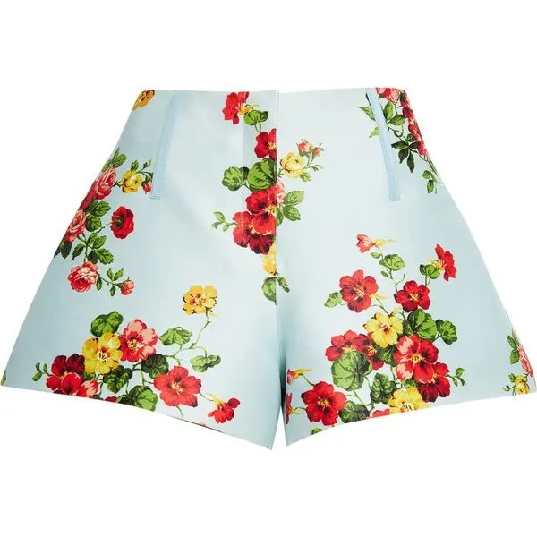 Brandon Maxwell The Cricket Floral Bell Shorts - Bright Blue Floral