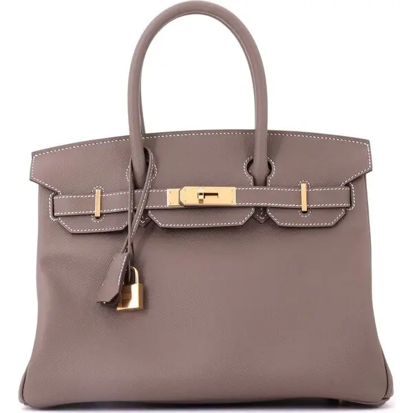 Hermès Birkin Handbag Grey Epsom With Gold Hardware 30 - Etoupe