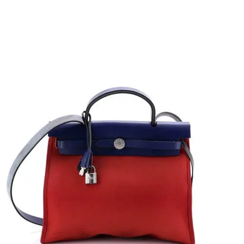 Hermès Herbag Zip Leather And Toile 31 - Red
