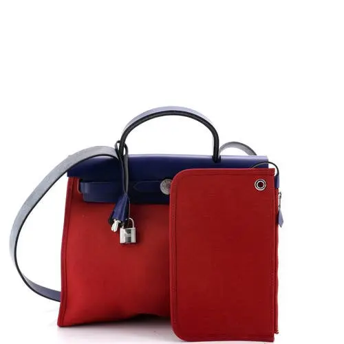 Hermès Herbag Zip Leather And Toile 31 - Red
