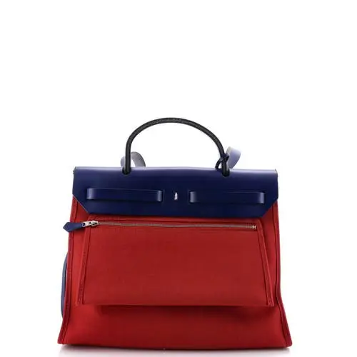 Hermès Herbag Zip Leather And Toile 31 - Red