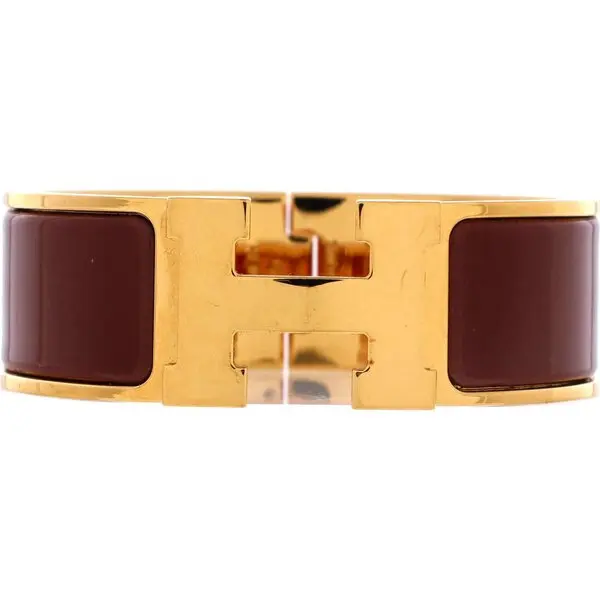 Hermès Clic H Bracelet Enamel Wide - Brown