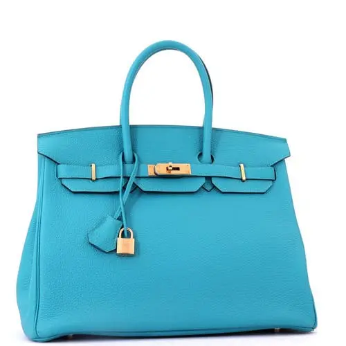 Hermès Birkin Handbag Blue Togo With Gold Hardware 35 - Turquoise