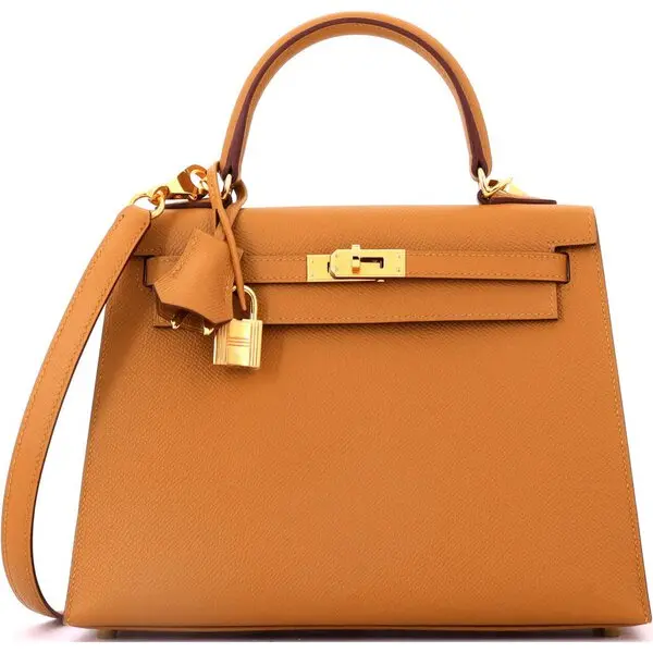 Hermès Kelly Handbag Brown Epsom With Gold Hardware 25 - Sesame