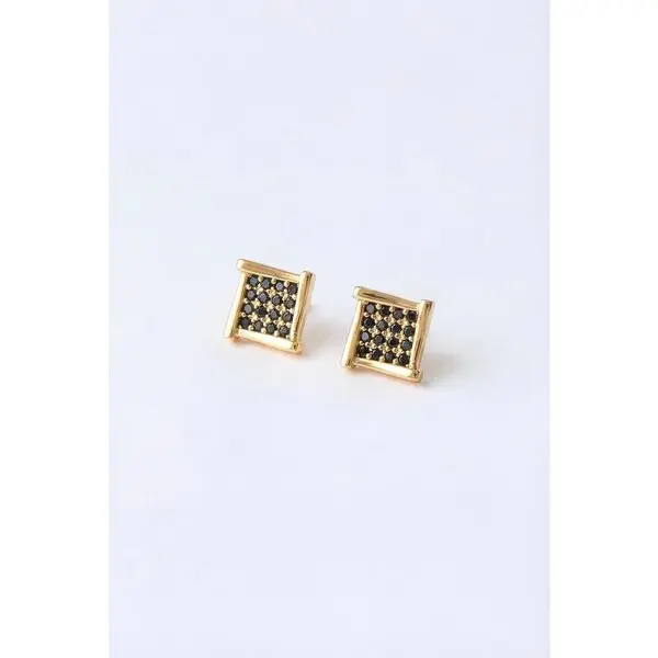 CLASSICHARMS Atlas Crystal Square Stud Earrings - Gold/black