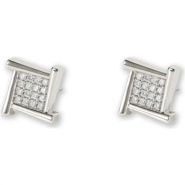 CLASSICHARMS Atlas Crystal Square Stud Earrings - Silver/clear