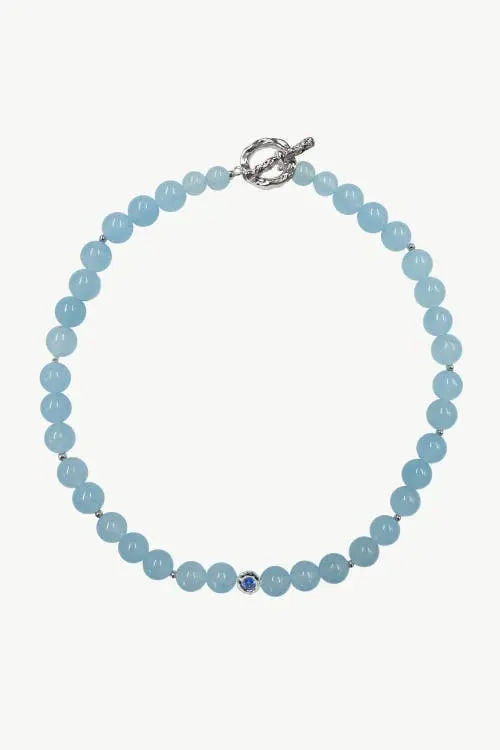 CLASSICHARMS Isla Aquamarine Bead Choker Necklace - Auqamarine