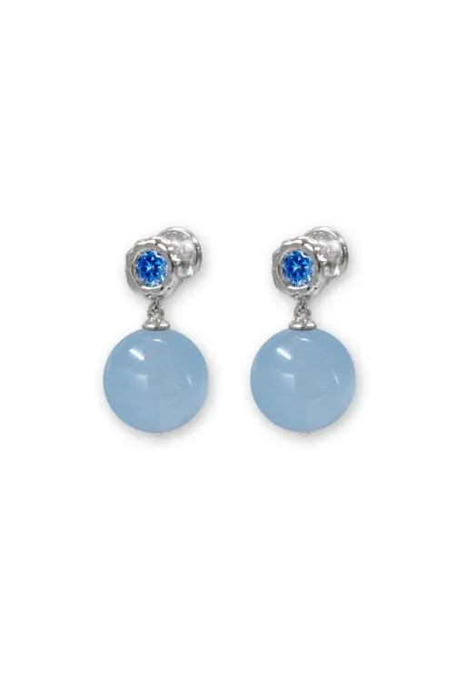 CLASSICHARMS Isla Aquamarine Bead Drop Earrings - Auqamarine