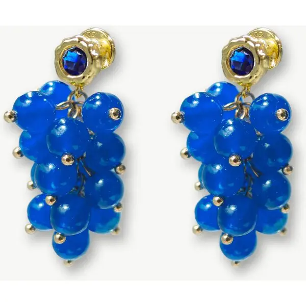 CLASSICHARMS Tia Cascade Cluster Chalcedony Bead Drop Earrings - Royal Blue